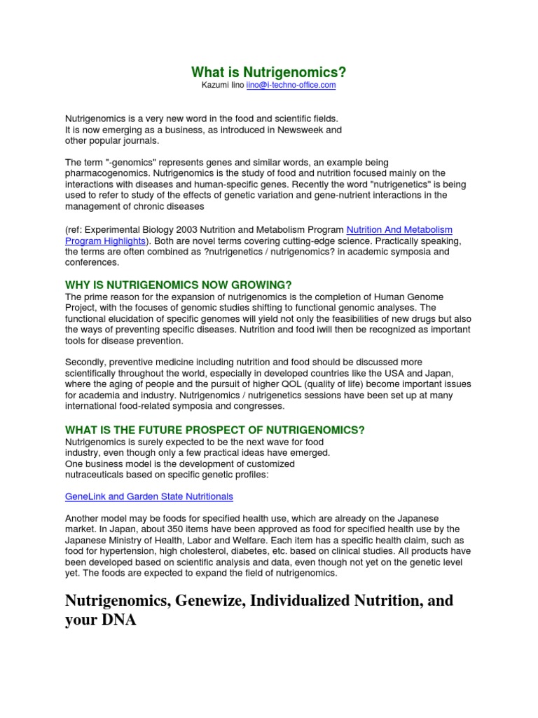 What Is Nutrigenomics | PDF | Nutrigenomics | Nutrition