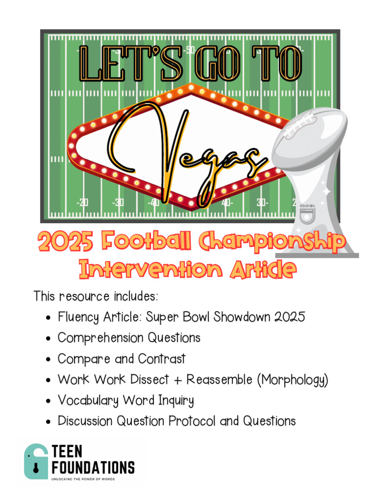 2025 Super Bowl Fluency, Comp, Vocab for Older Students | PDF | Word ...