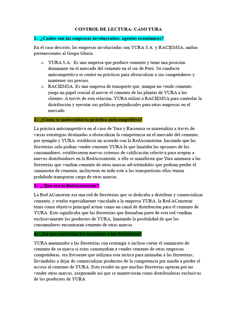 Caso Yura | PDF | Mercado (economía) | Sector privado