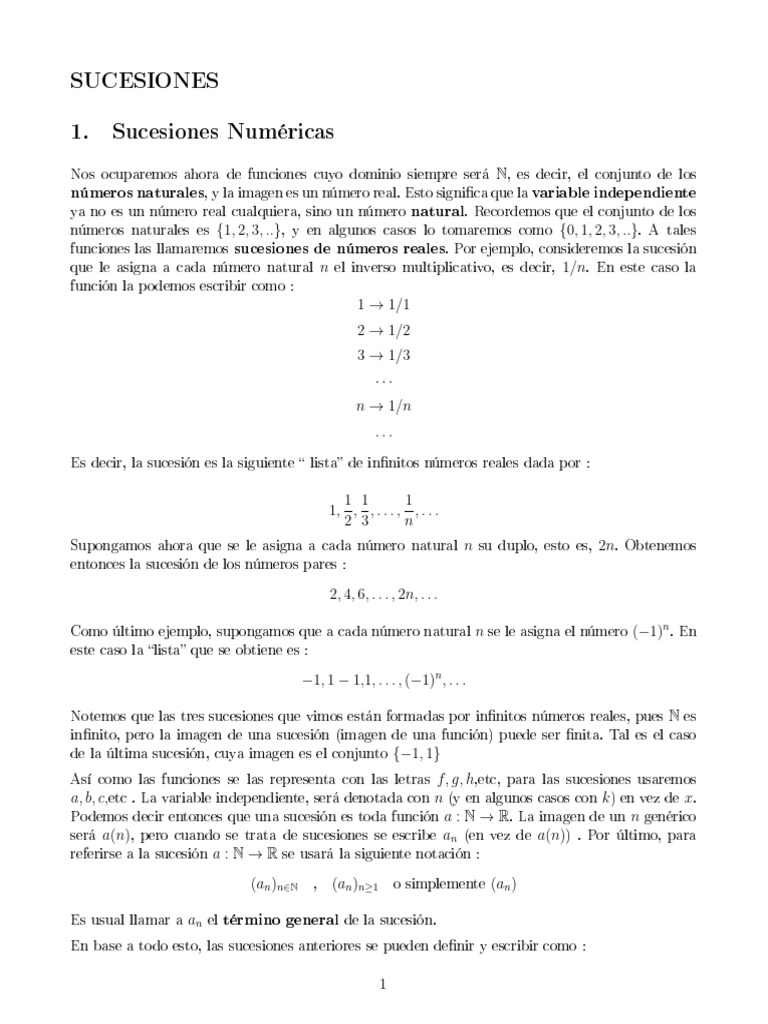 Introducción a Sucesiones Numéricas | PDF | Función (Matemáticas ...