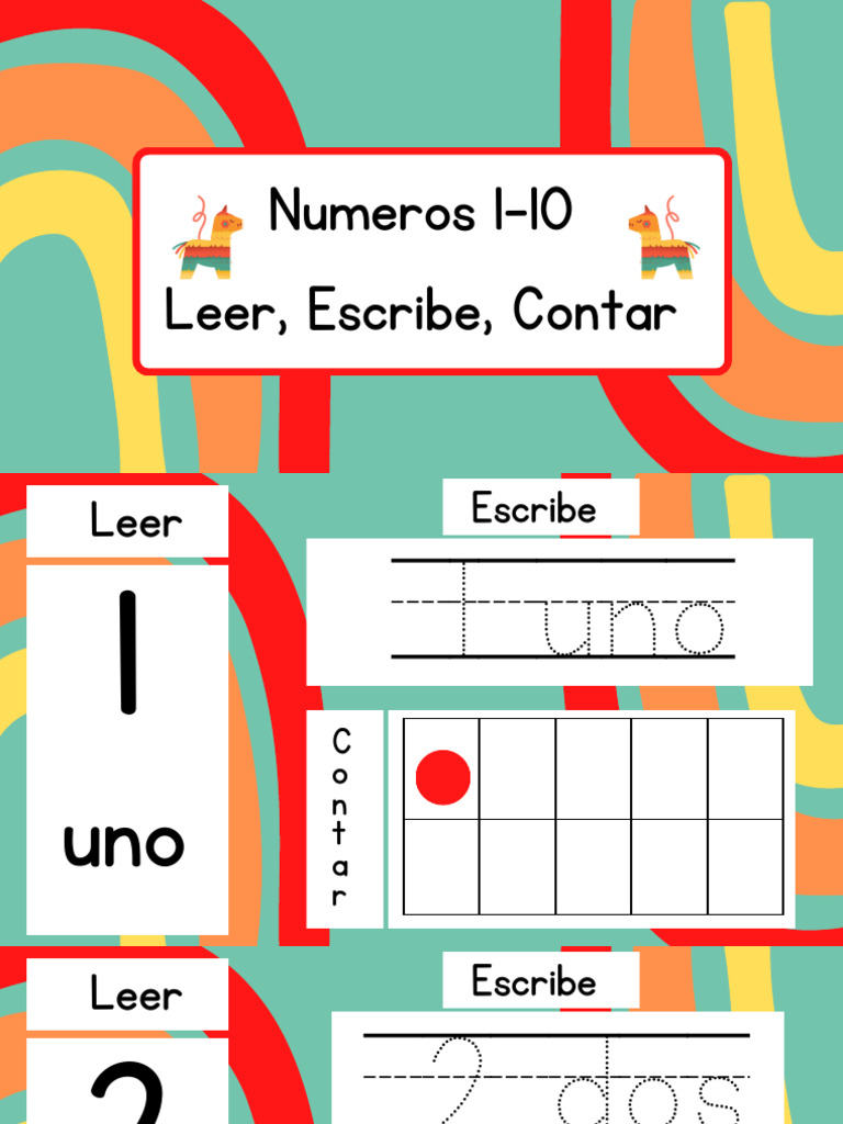Lección de Número 1 Al 10 Divertidos y Coloridos | PDF
