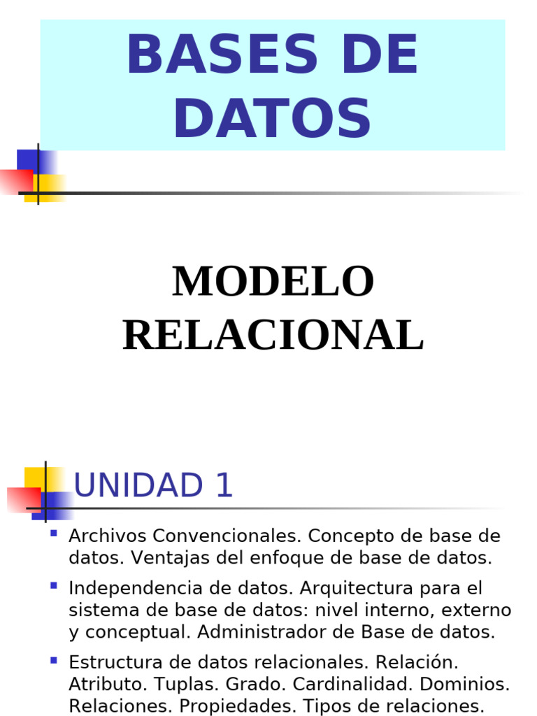 Introducción al Modelo Relacional de Bases de Datos | PDF | Base de datos relacional | Bases de ...