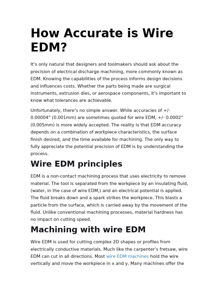 How Accurate Is Wire EDM | PDF | Machining | Metalworking