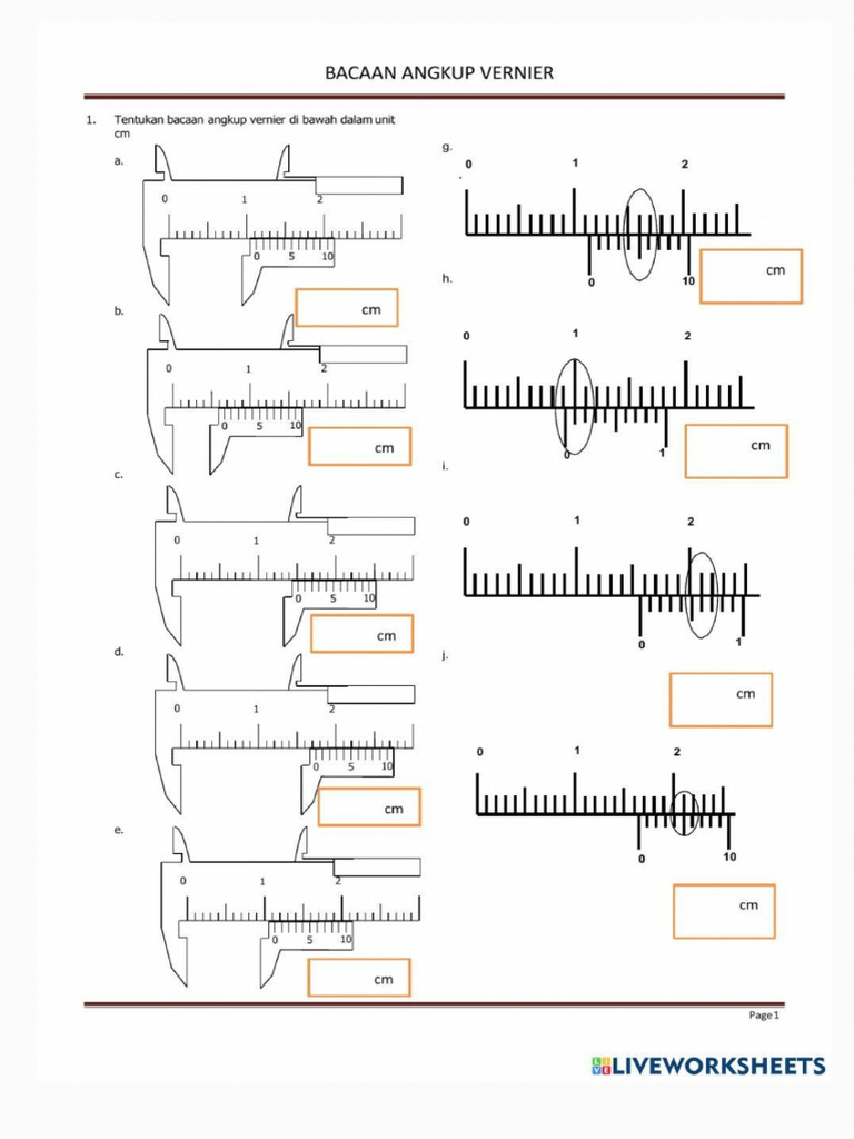 Cara Kira Angkup Vernier & Tolok Skru Mikrometer worksheet | PDF
