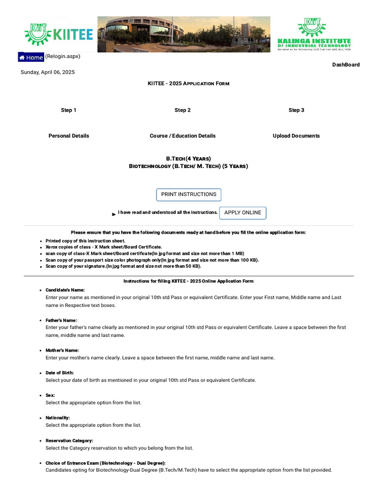 KIITEE 2025 Application Guide | PDF | Academic Degree | Master's Degree