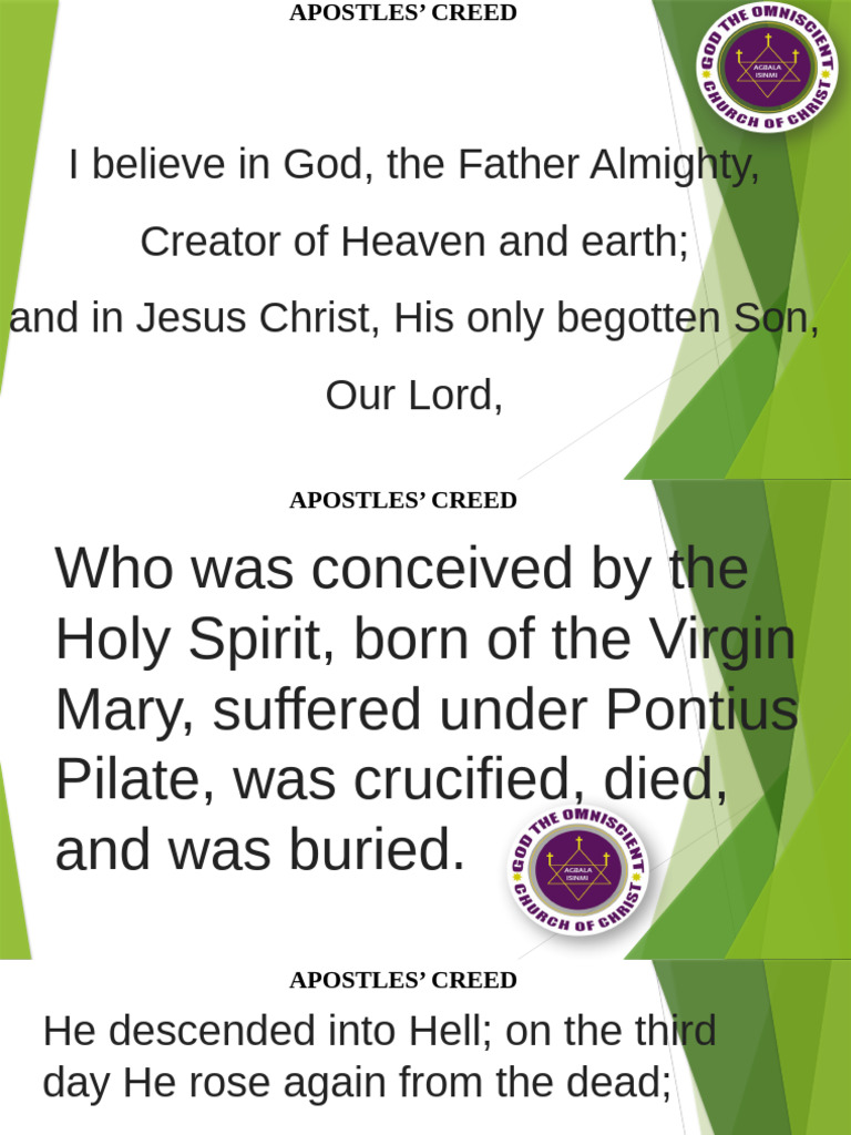 Apostles Creed Easy Worship | PDF