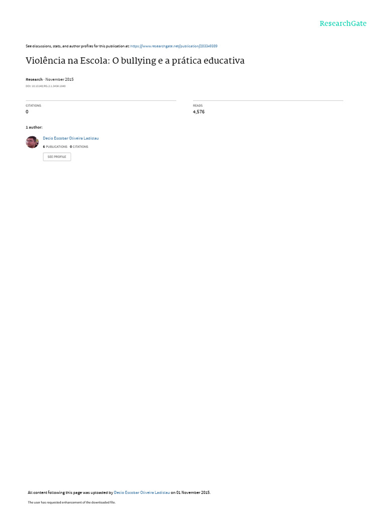 Viol_ncia_na_Escola_-_o_bullying_e_a_pratica_educa | PDF | Assédio moral/bullying | Psicologia ...