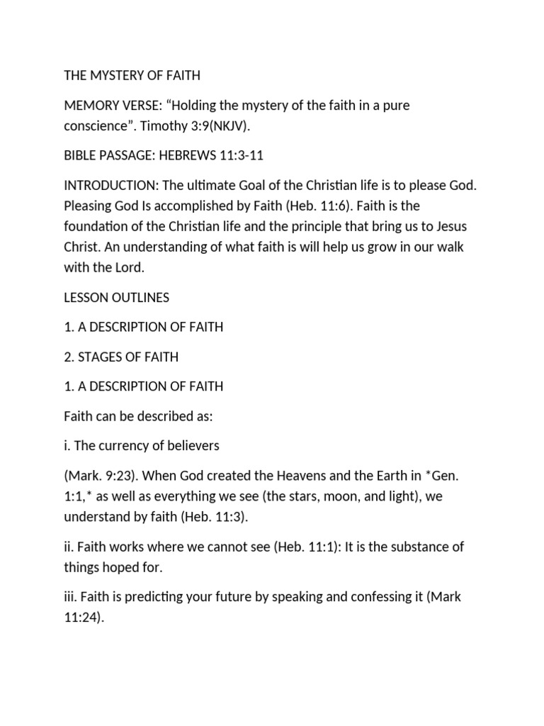 The Mystery of Faith | PDF