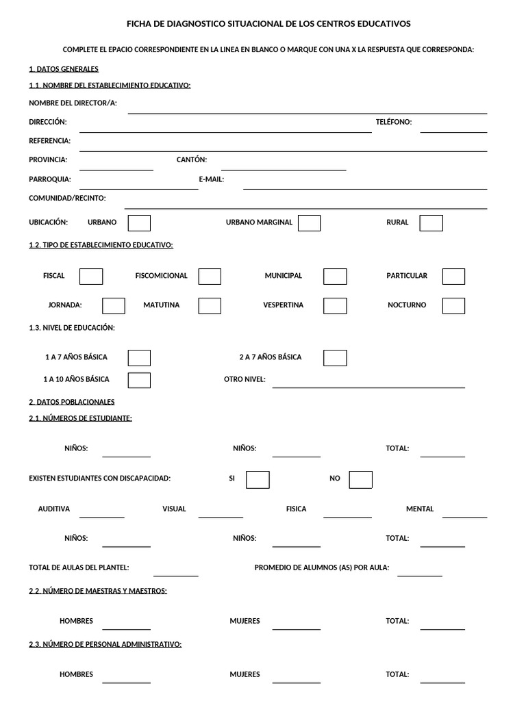 Ficha de Diagnostico Situacional | PDF