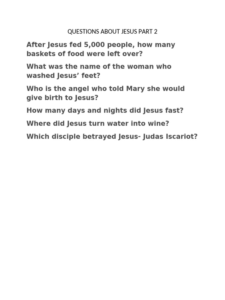 Questions About Jesus Part 2 | PDF