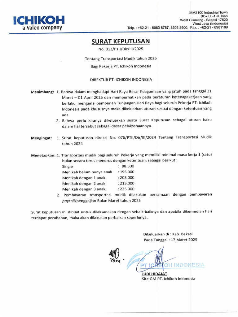 SK Direksi Transportasi Mudik Tahun 2025 | PDF