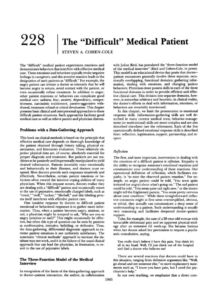 Difficult Medical Patient | PDF