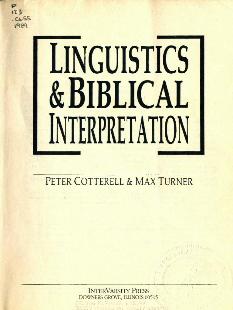 Cotterell, Linguistics and Biblical Interpretation | PDF | Linguistics ...