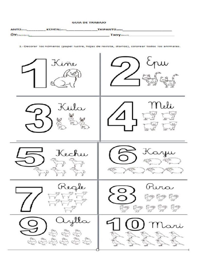 1° Numeros en Mapudungun | PDF