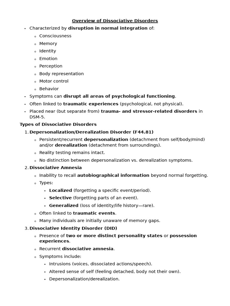 Understanding Dissociative Disorders | PDF | Dissociation (Psychology ...