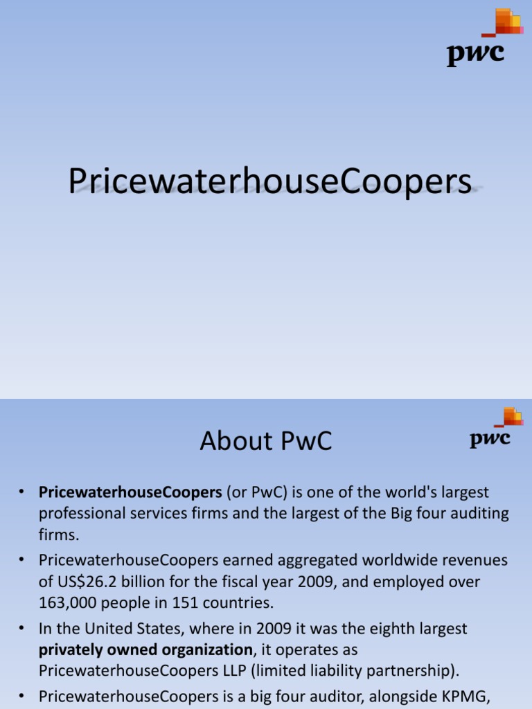 PWC | PDF | Pricewaterhouse Coopers | Companies