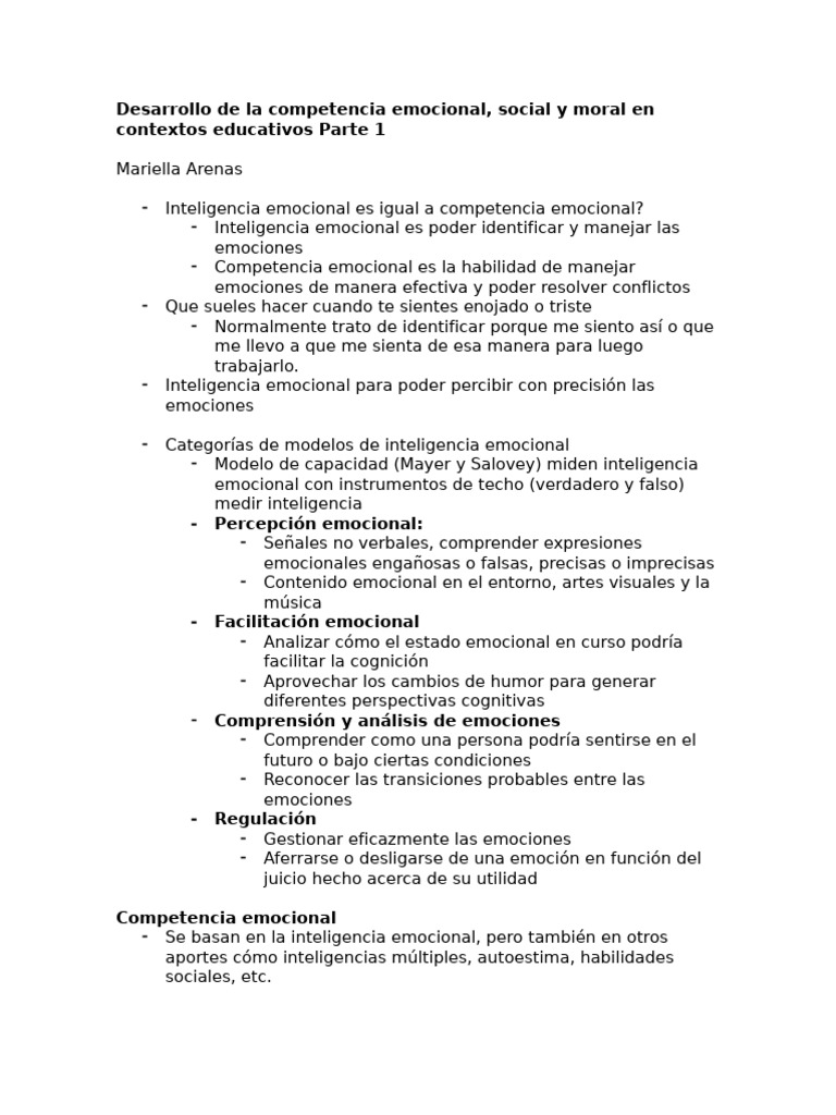 Desarrollo de la Competencia Emocional | PDF | Las emociones ...