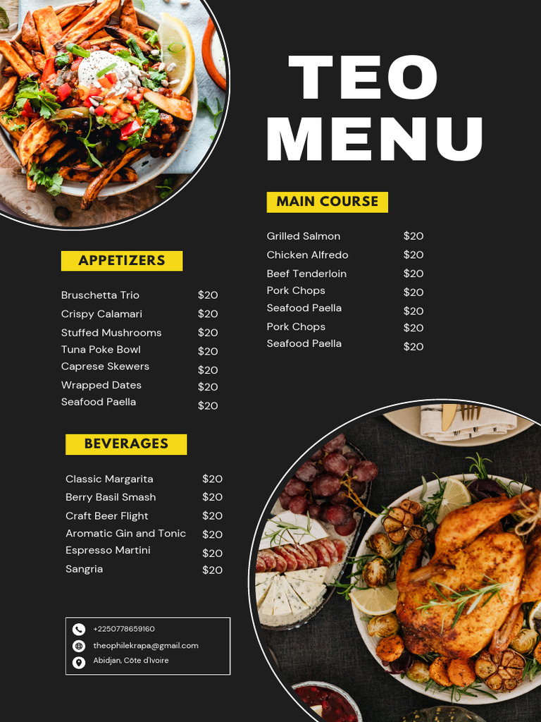 Teo Restaurant Menu Highlights | PDF