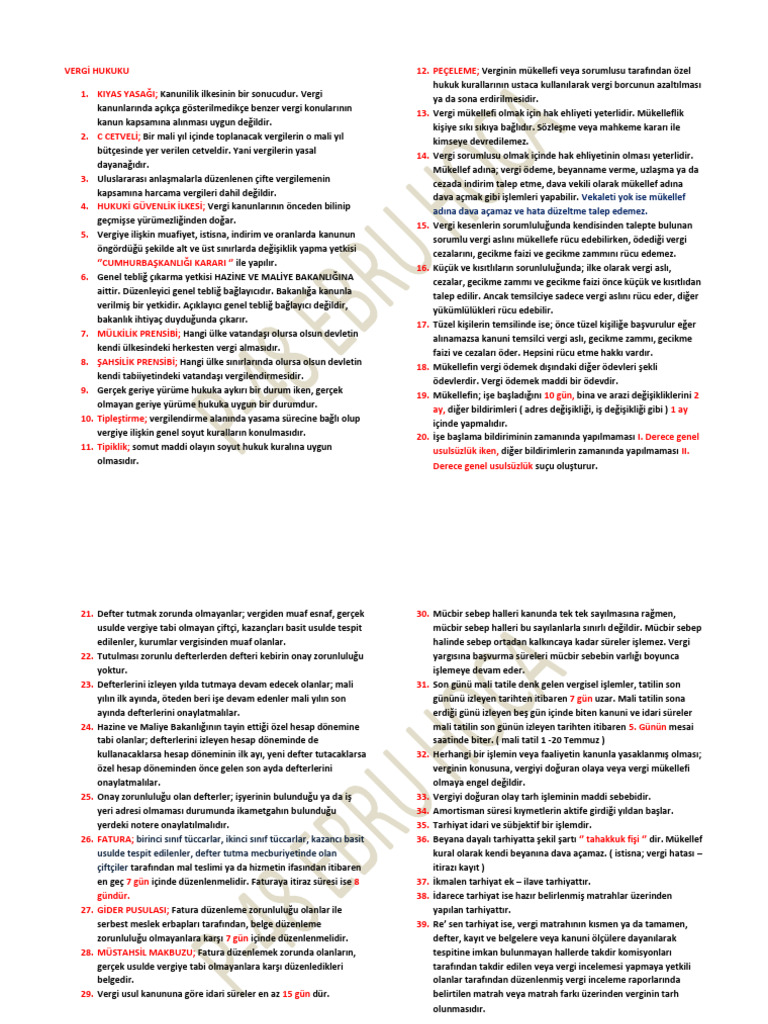 VERGİ HUKUKU HAP BİLGİ | PDF