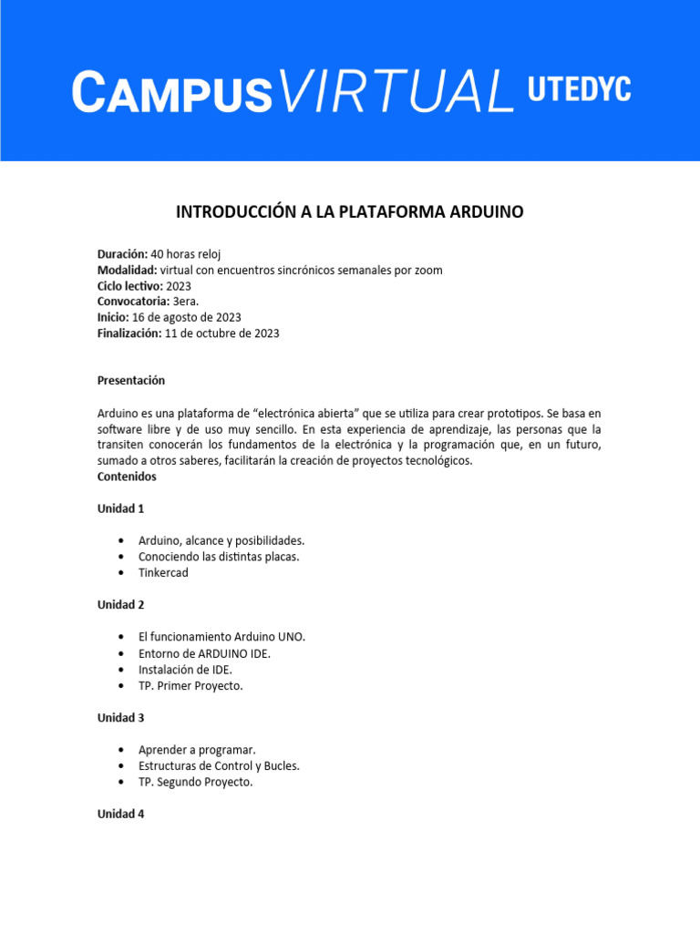 11. INTRODUCCIÓN A LA PLATAFORMA ARDUINO | PDF | Arduino | Moodle 11. INTRODUCCIÓN A LA PLATAFORMA ARDUINO | PDF | Arduino | Moodle