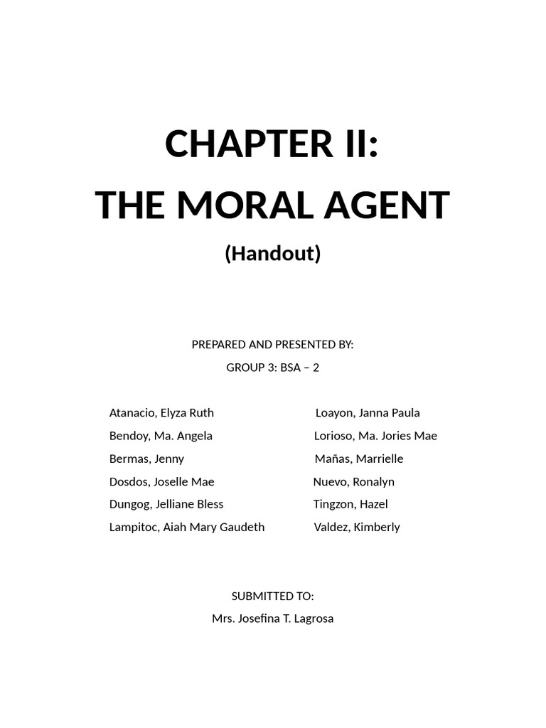 CHAPTER II - The Moral Agent Handout | PDF | Conscience | Paul The Apostle