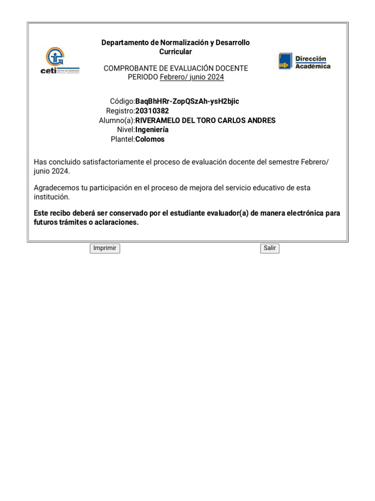 CETI - Evaluación Docente | PDF