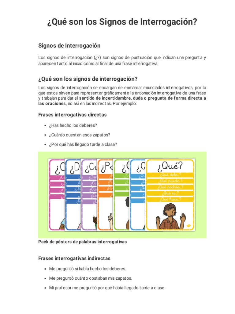Signos de Interrogación en Español | PDF | Gramática | Mecánica del ...
