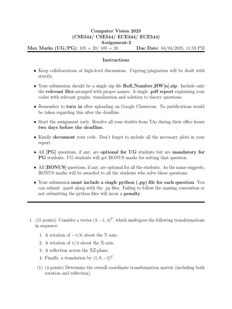 Computer_Vision__Winter_2025_HW2 | PDF | Computer Vision | Applied Mathematics