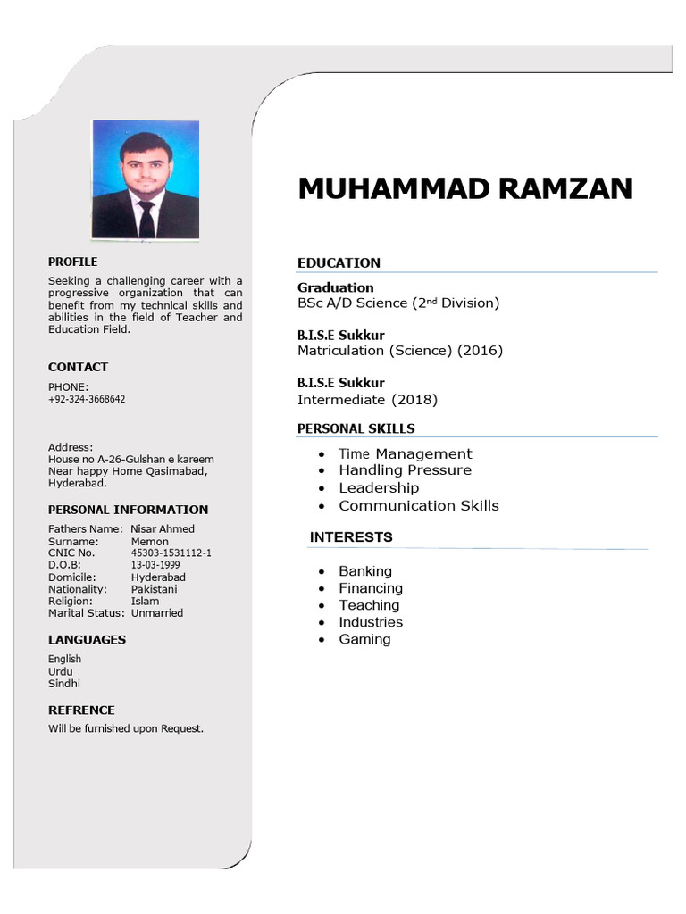 M - Ramzan Resume | PDF