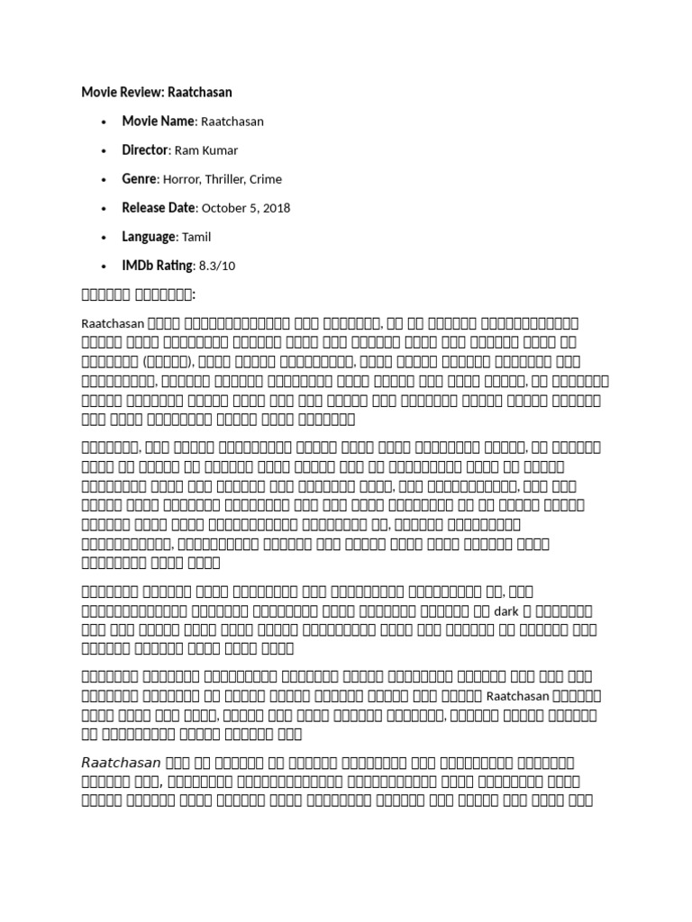 Raatchasan Movie Review | PDF