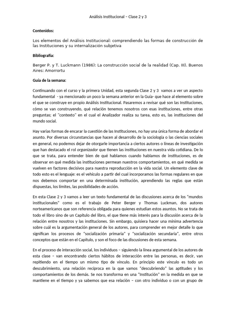 Clase 2 y 3 | PDF | Institución | Socialización