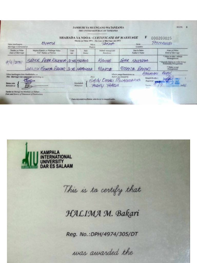 Cheti Cha Ndoa | PDF