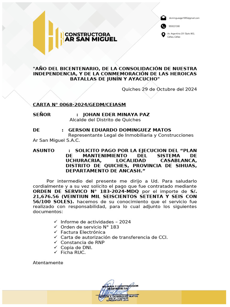 Solicitud de Pago por Plan de Mantenimiento | PDF