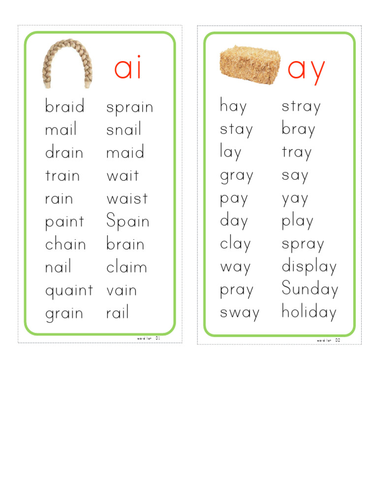 Green Reading Long Vowel Teams Word Lists | PDF