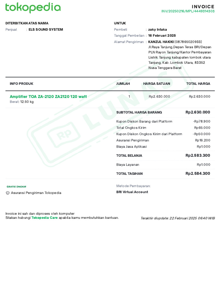 Kwitansi Ampli | PDF