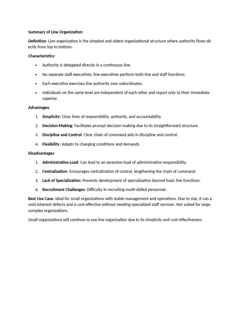 Line Organization Overview and Analysis | PDF