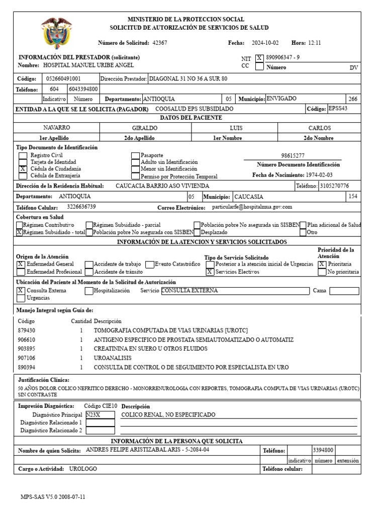 Diagnóstico N23X: Cólico Renal CIE-10 | PDF
