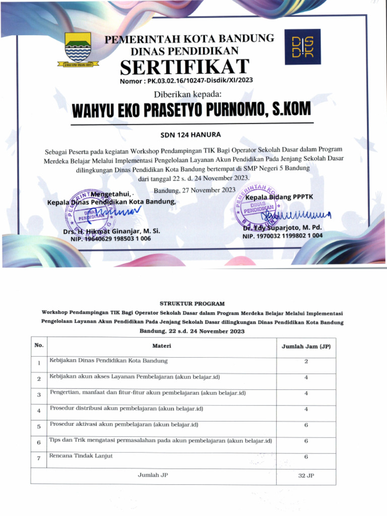 Sertifikat Wahyu Eko | PDF