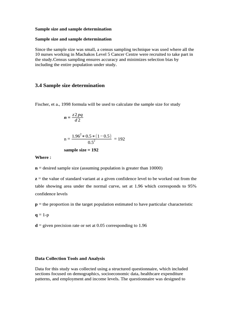 Sample Size and Sample Determination | PDF | Chronic Condition | Sample ...
