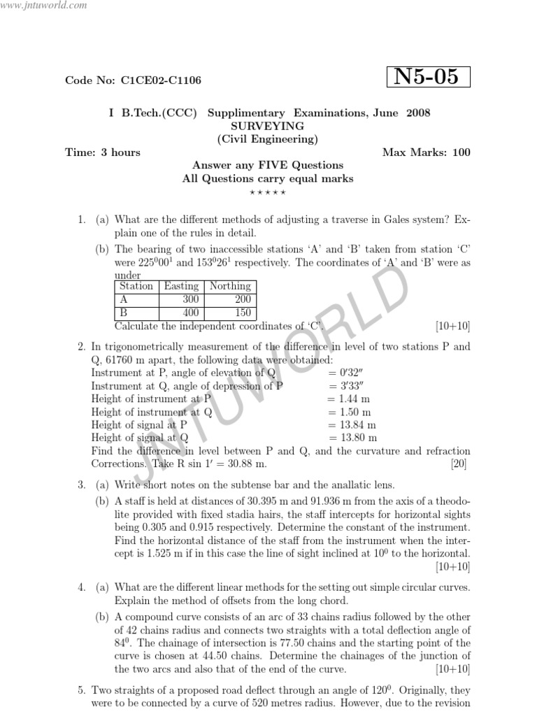 C1ce02 c1106 Surveying Set1 | PDF | Surveying | Scientific Observation
