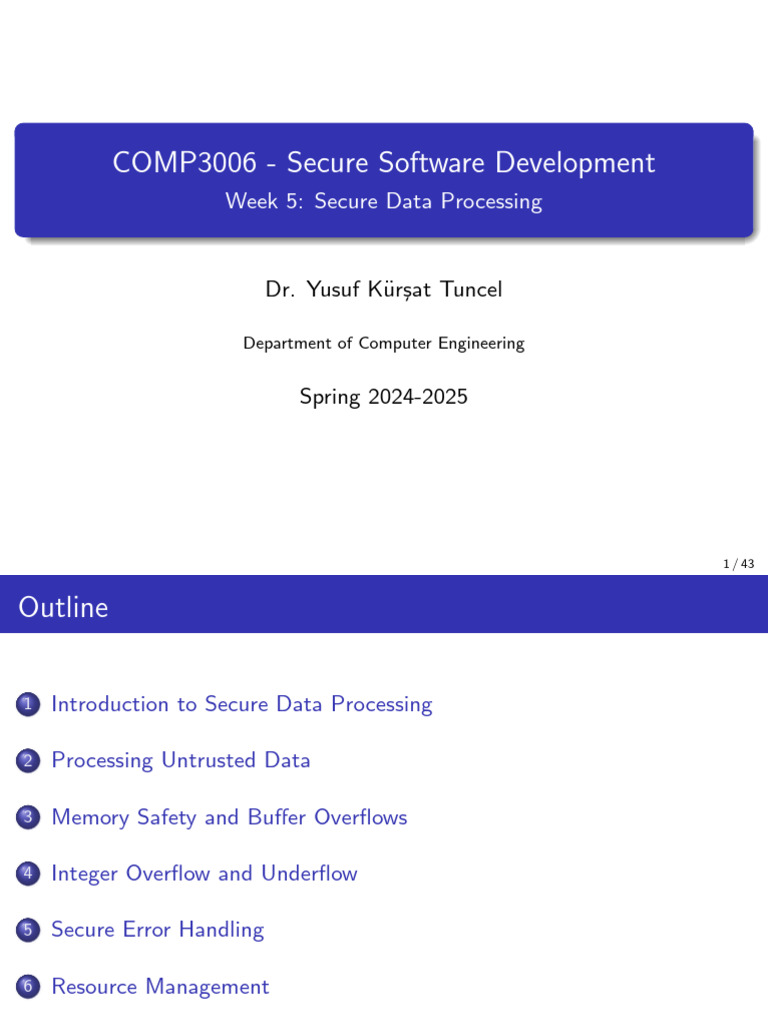 COMP3006 Secure Software Development Week5 | PDF | Security | Computer Security