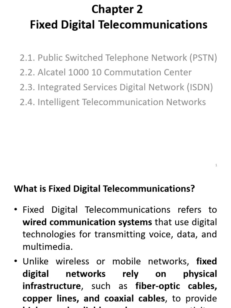 Chapter 2 Fixed Digital Telecommunications | PDF | Public Switched ...