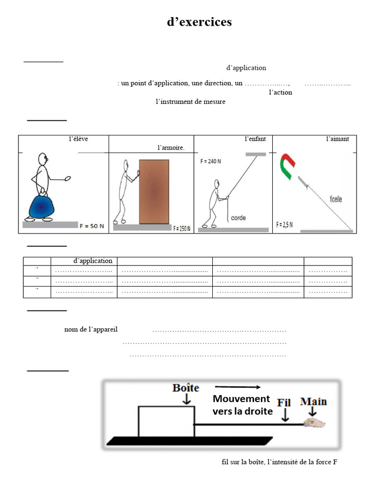 Exercices sur les forces en physique | PDF | Obliger | Poids