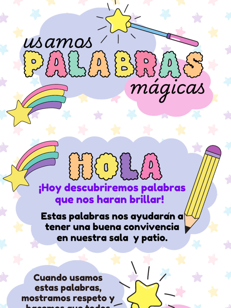 Presentación Educativa Palabras Mágicas Llamativa Ilustrada Colorida | PDF