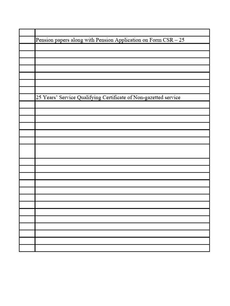 Pension Documents Checklist for Retirees | PDF