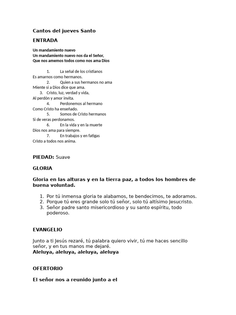 Cantos Del Jueves Santo | PDF | Cristo (título) | Amor