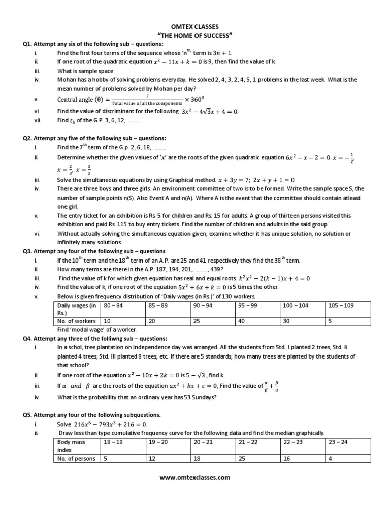Math Problem Solving Practice Paper | PDF | Equations | Quadratic Equation