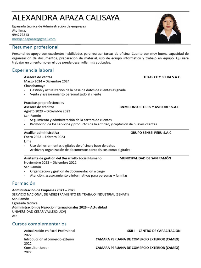 CV - Alexandra Apaza | PDF