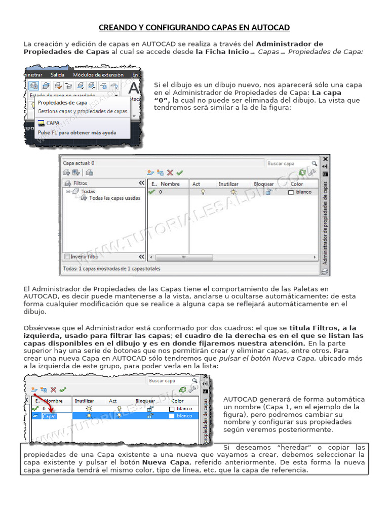 Creando y Configurando Capas en Autocad | PDF | Cad automático | Color