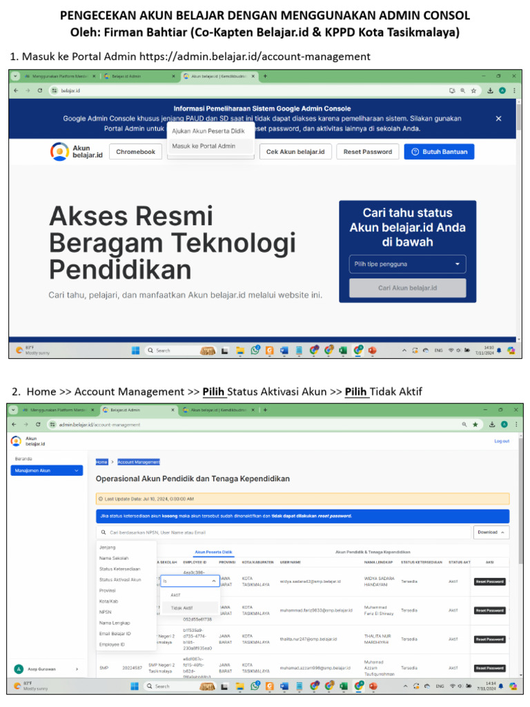 Panduan Singkat Penggunaan Admin Konsol By Firman | PDF